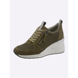 Heine Damen Sneaker, Gr&uuml;n, Gr. 40, Sneakers & Schn&uuml;rer, Material: Rindsleder