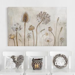 Bilderwelten Leinwandbild Growing Old - Wandbild bis XXL Print Botanik Tropical Illustration Kunstdruck Vintage Landhausstil Wohnzimmer Schlafzimmer Bad