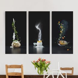 Bilderwelten 3-teiliges Leinwandbild Bilderwand - Bildergalerie - mehrteiliges XXL Leinwandbild Set - K&uuml;chen-Splash - Leinwanddruck im Hochformat - K&uuml;che,Esszimmer