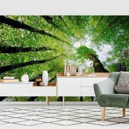 Bilderwelten Fototapete Wald Motiv 3D-Effekt gr&uuml;n - B&auml;ume des Lebens - Himmel Wohnzimmer Schlafzimmer