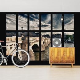 Bilderwelten Fototapete Fenster Br&uuml;cke Paris