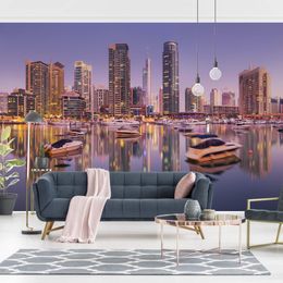 Bilderwelten Tapete - Fototapete Dubai Skyline und Marina - Wandtapete Schlafzimmer Wohnzimmer modern - auch kleisterfrei