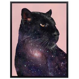 Bilderwelten Leinwandbild - Hochformat Panther mit Galaxie