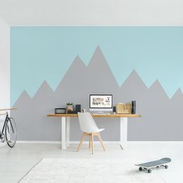 Bilderwelten Tapete - Fototapete Kinderzimmer - Berge - Grau Hellbau - Jungenzimmer Kindertapete Kinder Babyzimmer Jungen &ndash; auch selbstklebend