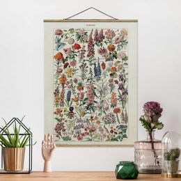 Bilderwelten Stoffbild - Hochformat Vintage Lehrtafel Blumen V