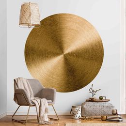 Bilderwelten Runde Fototapete selbstklebend Gold-Optik Kreis geb&uuml;rstet Gold-Effekt Tapete Wohnzimmer Flur Schlafzimmer hinter &uuml;berm Bett
