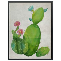 Bilderwelten Leinwandbild - Hochformat Kaktusfamilie rosa t&uuml;rkis
