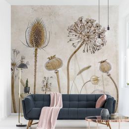 Fototapete Growing Old - Vliestapete nach Ma&szlig; Botanik Tropical Illustration Kunstdruck Vintage Landhausstil Wohnzimmer Schlafzimmer Bad Badezimmer