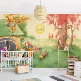 Bilderwelten Tapete Kinderzimmer - Kindertapete Erdbeerinchen Erdbeerfee - Fototapete M&auml;dchenzimmer Trampolin - Kinderzimmer M&auml;dchen