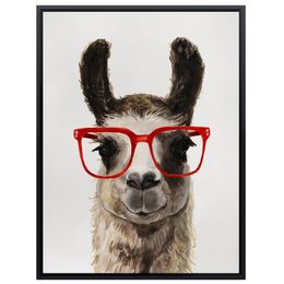 Bilderwelten Leinwandbild - Hochformat Hippes Lama mit Brille II