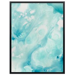 Bilderwelten Leinwandbild - Hochformat Emulsion in wei&szlig; und t&uuml;rkis I