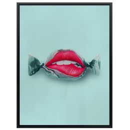 Bilderwelten Leinwandbild - Hochformat Bonbon mit Lippen