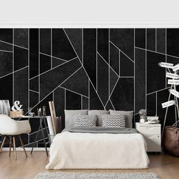 Bilderwelten Mustertapete Schwarz Wei&szlig; Geometrie Aquarell