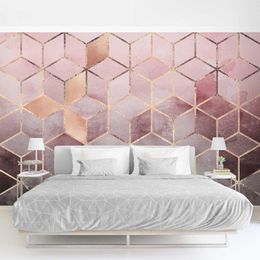 Bilderwelten Mustertapete Rosa Grau goldene Geometrie