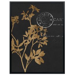Bilderwelten Leinwandbild - Hochformat Goldene Bl&auml;tter auf Mokka I