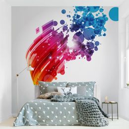 Bilderwelten Mustertapete Vliestapete modern Wandtapete einzigartig - Rainbow Wave and Bubbles - Regenbogen Jugendzimmer