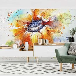 Bilderwelten Tapete - Fototapete Blumen - Painted Sunflower - Sonnenblume - moderne Bildtapete Blumentapete Schlafzimmer Wohnzimmer