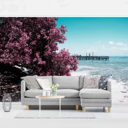 Bilderwelten Fototapete Strand Motiv Wandtapete violett - Paradies Strand Isla Mujeres - Karibik Wohnzimmer Schlafzimmer