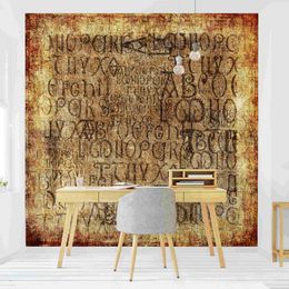 Bilderwelten Vintage - Old Letters - Schrift Sephia Braun - Wandtapete Schlafzimmer Wohnzimmer - Vliestapete auch selbstklebend