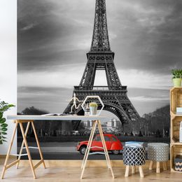 Bilderwelten Fototapete Stadt Vintage Wandtapete schwarz weiss - Spot on Paris - Architektur Wohnzimmer Schlafzimmer