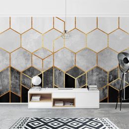 Bilderwelten Mustertapete Goldene Sechsecke Schwarz Wei&szlig;