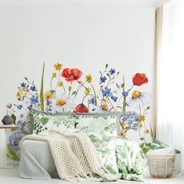 Bilderwelten Fototapete Aquarellierte Blumenwiese mit Mohn Aquarell,Botanik Blumenwiese,Mohn Wohnzimmer,Schlafzimmer Vliestapeten inkl. Kleister oder selbstklebend
