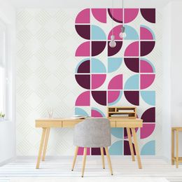 Bilderwelten Mustertapete Vliestapete Vintage Wandtapete einzigartig - Retro Kreise Musterdesign - Geometrisch Wohnzimmer Schlafzimmer