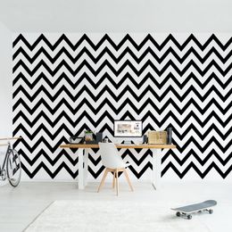 Bilderwelten Streifentapete - Schwarz-Wei&szlig; ZickZack - Wandtapete Schlafzimmer Wohnzimmer modern - auch kleisterfreigestreifte Fototapete