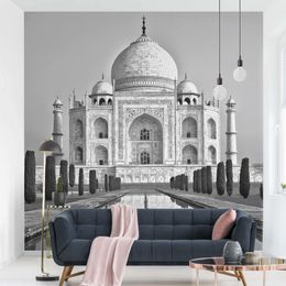 Bilderwelten Fototapete Stadt Orientalisch Wandtapete grau - Taj Mahal mit Garten - Architektur Wohnzimmer Schlafzimmer
