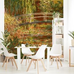 Bilderwelten Fototapete Wald modern Wandtapete einzigartig - Claude Monet - Seerosenteich und japanische Br&uuml;cke (Harmonie in rosa) - B&auml;ume Wohnzimmer Schlafzimmer