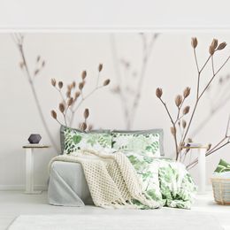 Bilderwelten Fototapete Blumentapete Zarte Knospen am Wildblumenzweig selbstklebende Tapete Natur Bl&uuml;tenknospen Wandtapeten Wohnzimmer Schlafzimmer Vliestapete