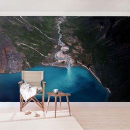 Bilderwelten Fototapete Strand Motiv Wandtapete blau - Fluss in Gr&ouml;nland - Landschaft Wohnzimmer Schlafzimmer