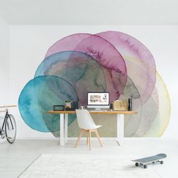Bilderwelten Fototapete originell Abstrakt Aquarell blau - Urknall - rosa - Deko Wohnzimmer Schlafzimmer