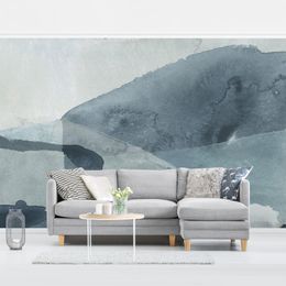 Bilderwelten Fototapete originell Abstrakt Aquarell einzigartig - Wogen in Blau I - Deko Wohnzimmer Schlafzimmer