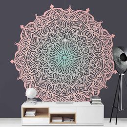 Bilderwelten Fototapete originell Orientalisch Wandtapete violett - Mandala Ornament in Rose und Blau - Mandala Wohnzimmer Schlafzimmer
