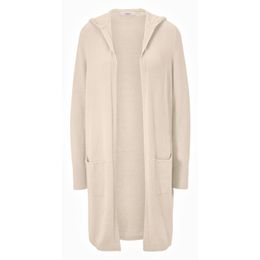 Heine Witt Damen Longstrickjacke mit Kapuze, sand, Gr&ouml;&szlig;e 36/38