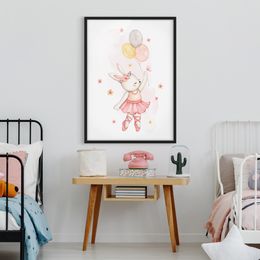 Bilderwelten Bild mit Rahmen Ballerina Hase mit Luftballons