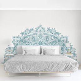 Bilderwelten Mustertapete originell modern Aquarell t&uuml;rkis - Mandala Aquarell Ornament halbkreis t&uuml;rkis - Ornamente Wohnzimmer Schlafzimmer