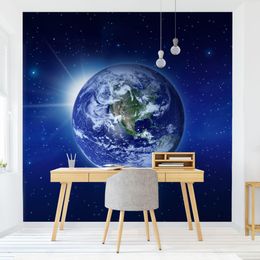 Bilderwelten Tapete - Fototapete Weltraum - Erde im Weltall - Planet Sterne - Bildtapete Schlafzimmer Wohnzimmer - auch selbstklebend
