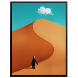 Bilderwelten Leinwandbild W&uuml;ste mit Pinguin