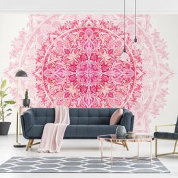 Bilderwelten Fototapete von - Tapete Mandala Aquarell Ornament pink - Wandtapete Schlafzimmer Wohnzimmer modern - auch selbstklebend