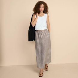 LANDS' END Leinen-Midirock f&uuml;r Damen in Petite-Gr&ouml;&szlig;e, Damen, size: petite, Beige, by Lands' End