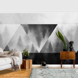 Bilderwelten Mustertapete Wald Abstrakt Wandtapete braun - Geometrie trifft B&auml;ume - B&auml;ume Wohnzimmer Schlafzimmer