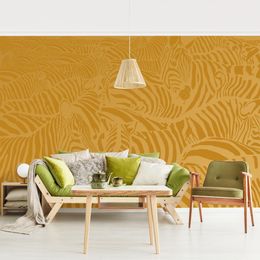 Bilderwelten Mustertapete Tiere modern Wandtapete gold - No.DS5 Zebrastreifen Beige - Zebra Wohnzimmer Schlafzimmer