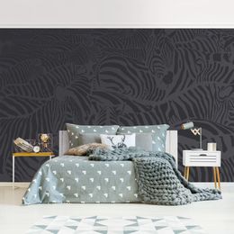 Bilderwelten Mustertapete Tiere modern Wandtapete einzigartig - No.DS3 Zebrastreifen Schwarz - Streifen Wohnzimmer Schlafzimmer
