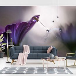 Bilderwelten Tapete - Fototapete Purple Rain - 3D Lila Blume Marko - Wandtapete Blumentapete Schlafzimmer Wohnzimmer auch selbstklebend