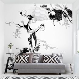 Bilderwelten Mustertapete originell Illustration Wandtapete einzigartig - Ranke in Tusche - Ranke Wohnzimmer Schlafzimmer