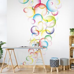 Bilderwelten Mustertapete Vliestapete modern Wandtapete einzigartig - Rainbow Bubbles - Regenbogen Jugendzimmer