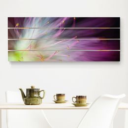 Bilderwelten Holzbild Blumen violett Motiv nat&uuml;rlicher Effekt - Bl&uuml;tenstaub - Deko Wohnzimmer Schlafzimmer