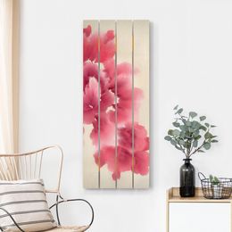 Bilderwelten Holzbild Blumen beige Abstrakt Aquarell - K&uuml;nstlerische Flora I - Deko Wohnzimmer Schlafzimmer